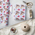CUSTOMIZABLE Christmas Dog Santa Hat PHOTO Holiday Wrapping Paper | Zazzle