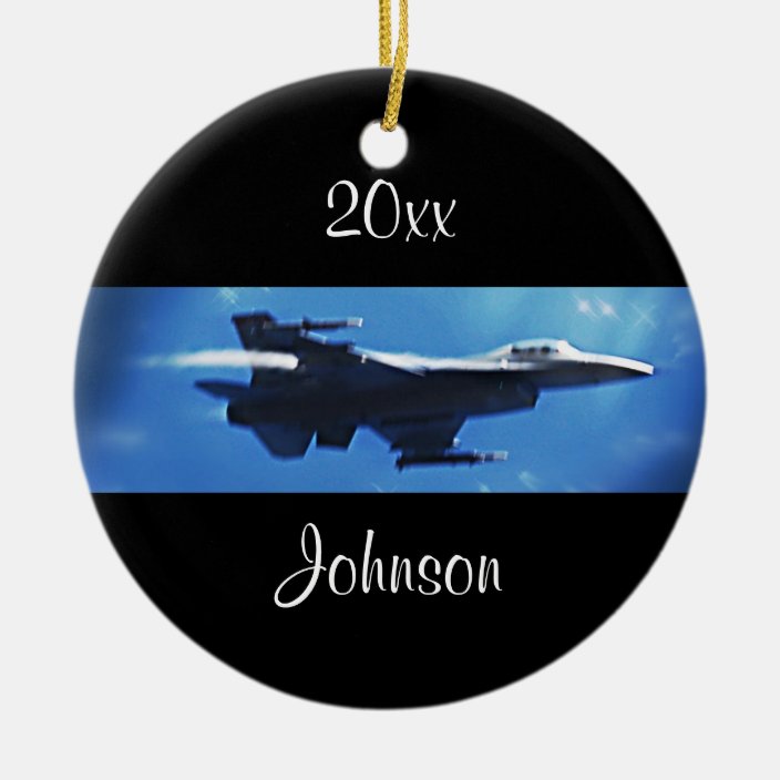 Customizable Christmas F16 Falcon Fighter Jet Ceramic Ornament | Zazzle.com