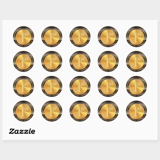 Customizable Classic Gold Medal. Classic Round Sticker | Zazzle