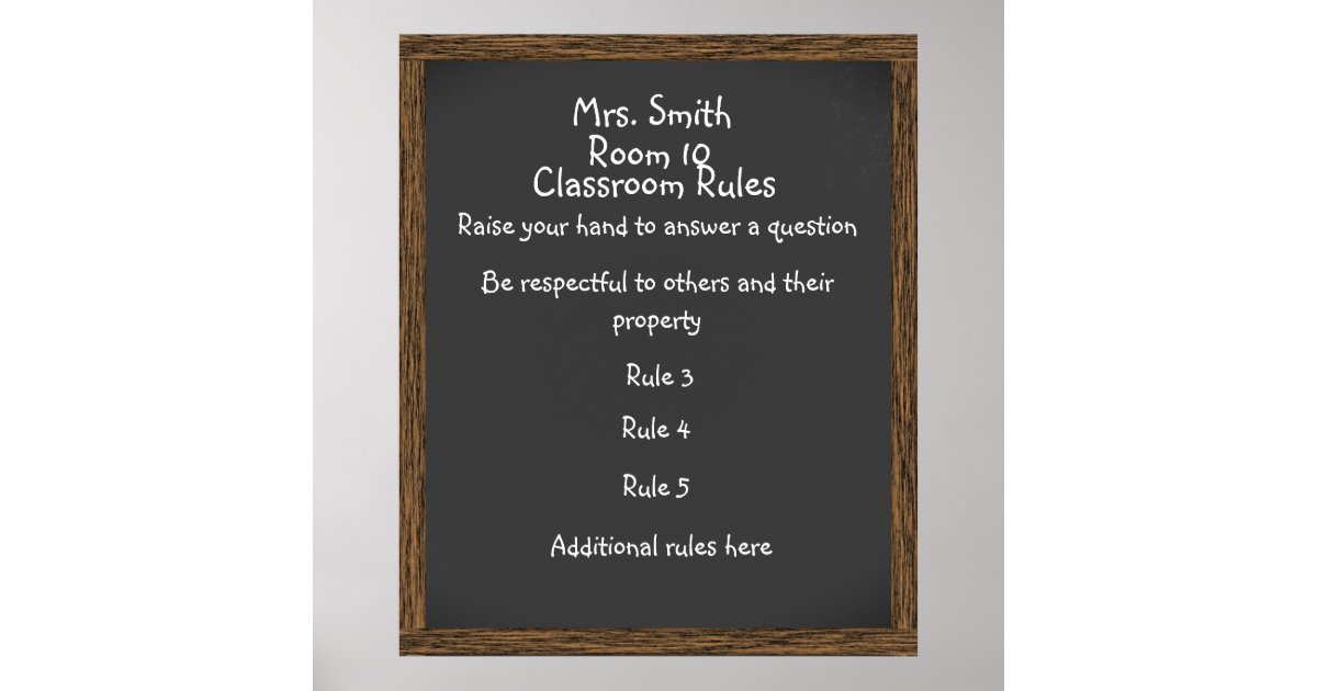 CUSTOMIZABLE Classroom Chalkboard Poster | Zazzle