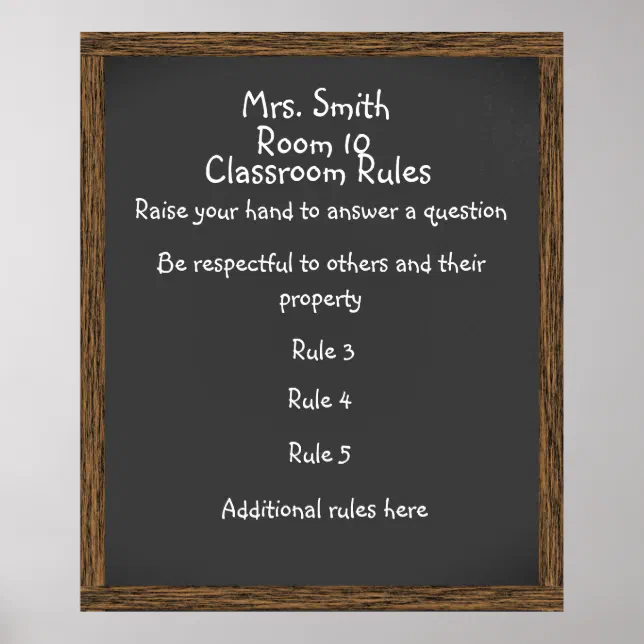 CUSTOMIZABLE Classroom Chalkboard Poster | Zazzle