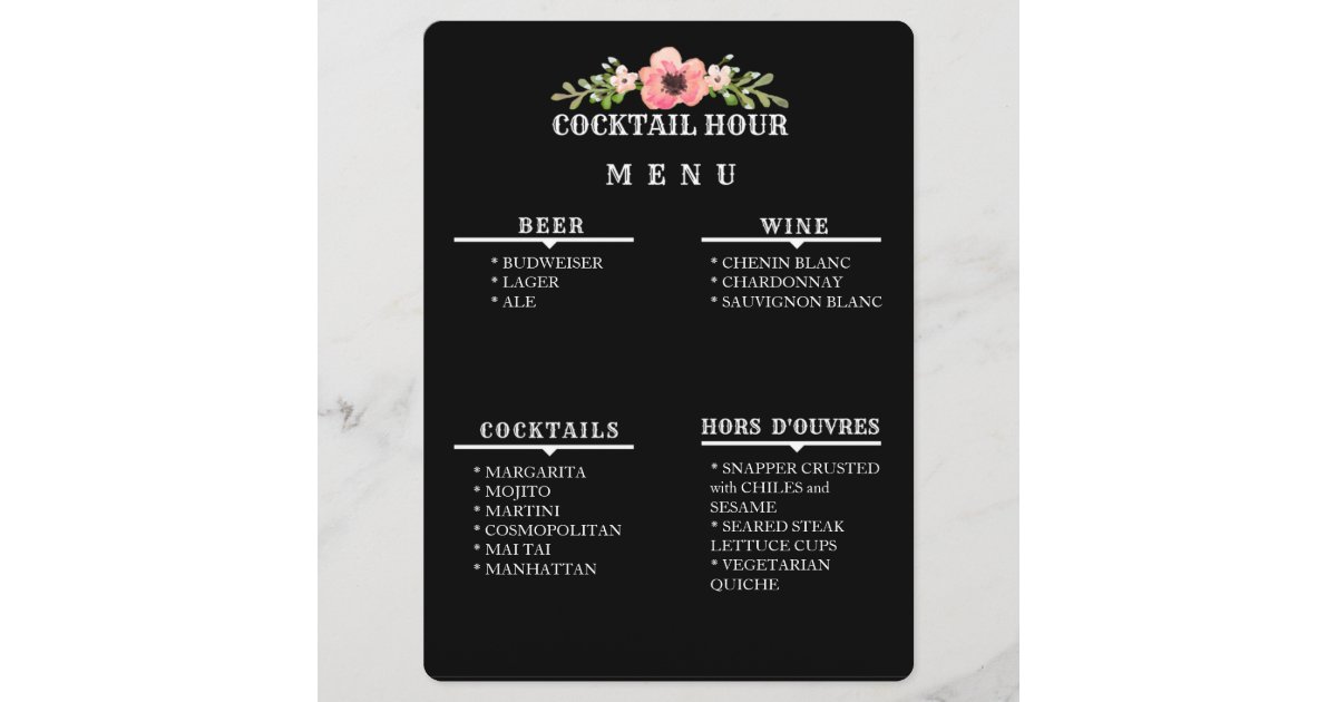 Customizable COCKTAIL HOUR MENU | Zazzle