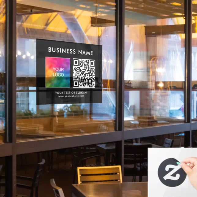 Customizable Company Logo QR Code Elegant Modern Window Cling | Zazzle