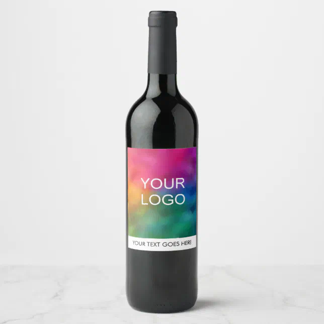 Customizable Company Logo Text Here Trendy Wine Label | Zazzle