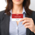 Customizable Company Logo Visitor Badge | Red | Zazzle