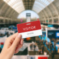 Customizable Company Logo Visitor Badge | Red | Zazzle