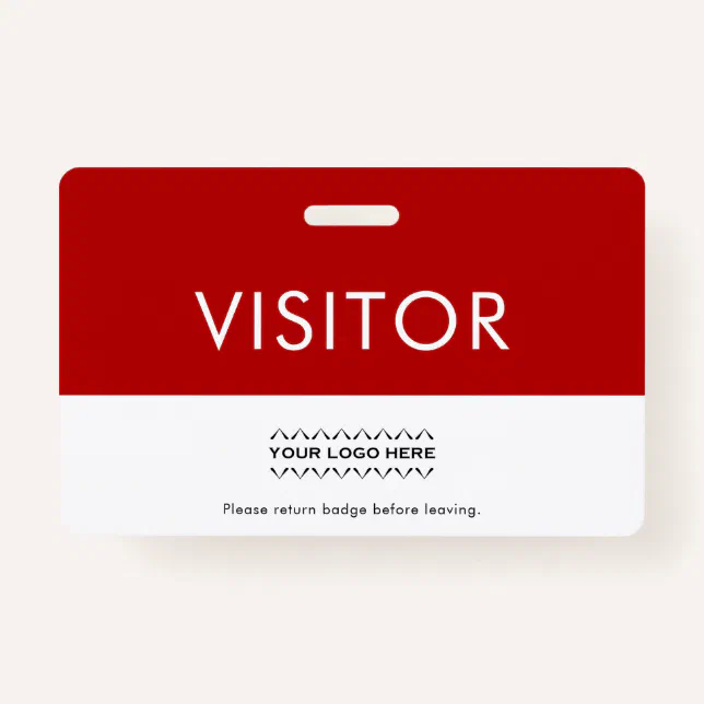 Customizable Company Logo Visitor Badge | Red | Zazzle