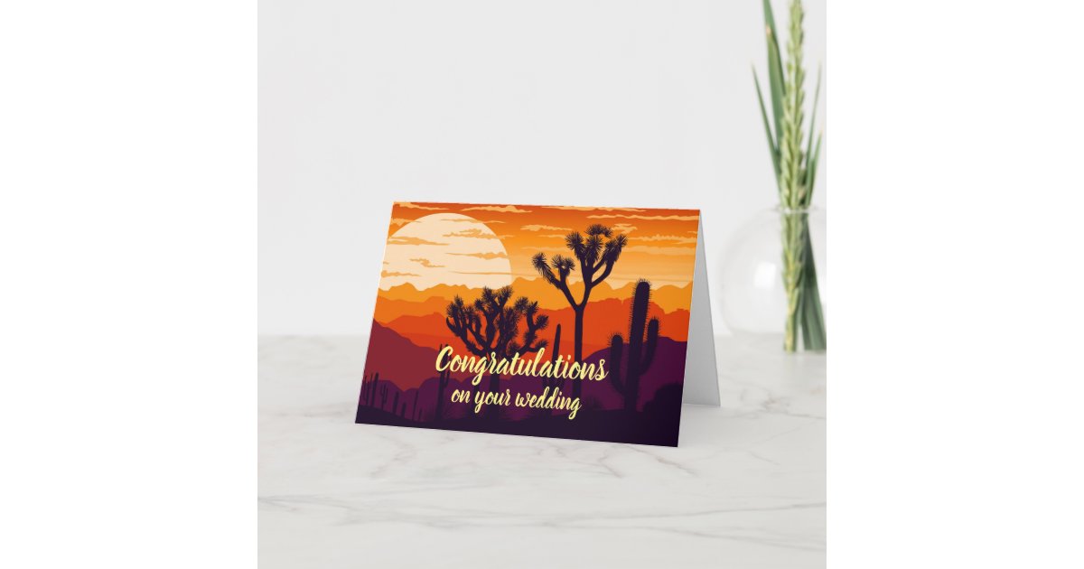Customizable congratulations wedding desert sunset card | Zazzle