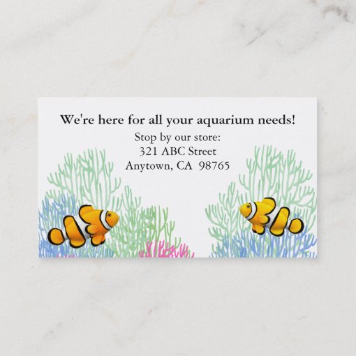 Customizable Coral Reef Clownfish Business Card | Zazzle