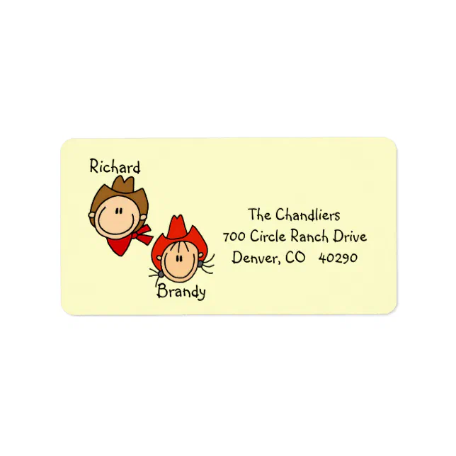 Customizable Cowboy and Cowgirl Address Labels | Zazzle