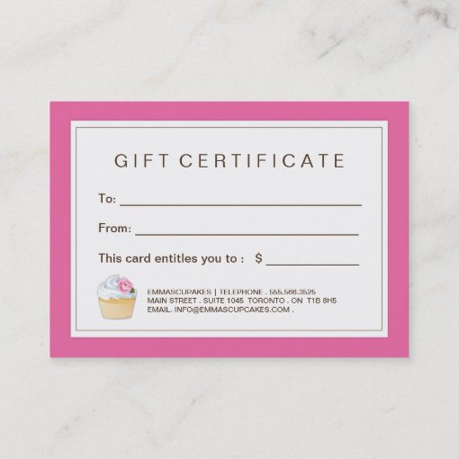 Customizable Cupcake Gift Certificate | Zazzle