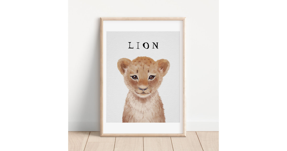 Customizable Cute Lion Cub Kids Poster | Zazzle