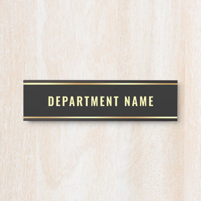 Customizable Department Name Template Black Gold Door Sign | Zazzle