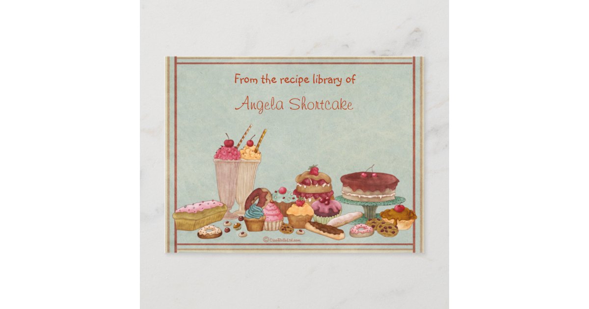 Customizable Dessert Recipe Cards | Zazzle