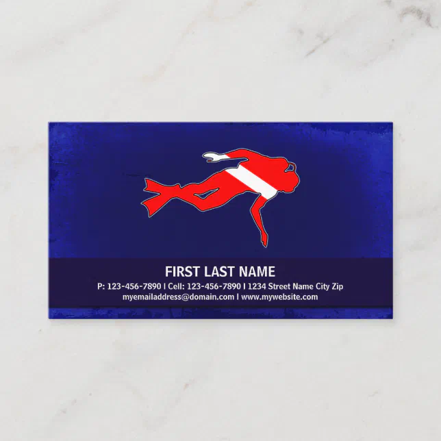 Customizable dive flag scuba diver business cards | Zazzle