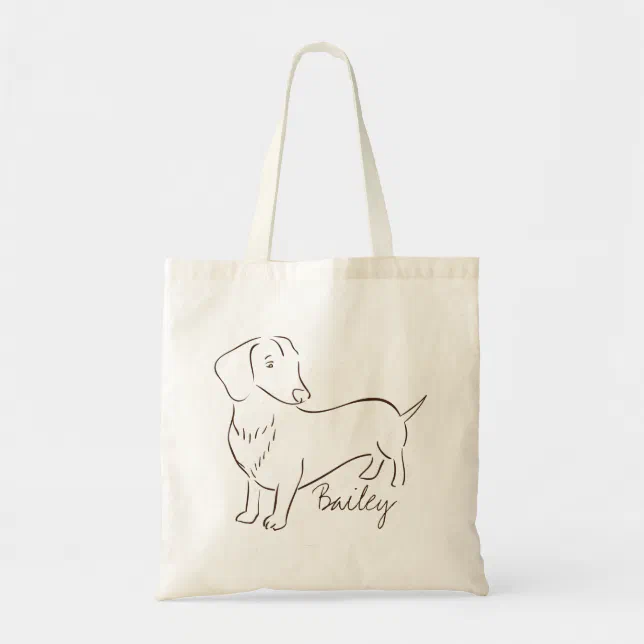 Customizable Elegant Hand Drawn Dachshund Dog. Tote Bag | Zazzle