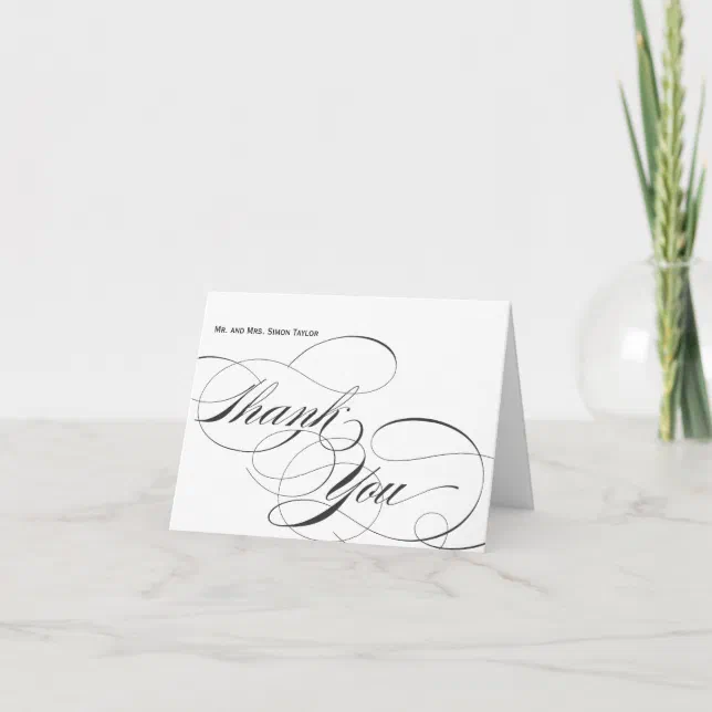Customizable Elegant Script Thank You Card - Black | Zazzle