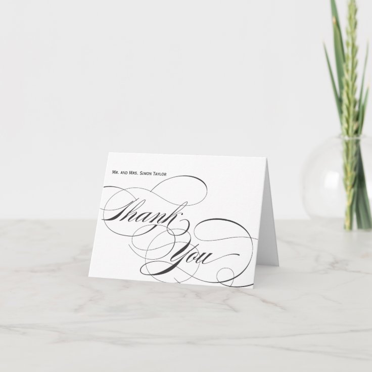 Customizable Elegant Script Thank You Card - Black | Zazzle
