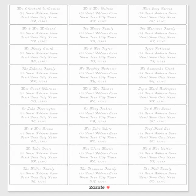 Customizable Elegant Wedding Guest Address Labels | Zazzle