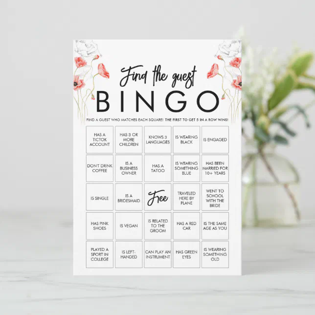 Customizable Elegant Wildflower Bingo Game Card | Zazzle
