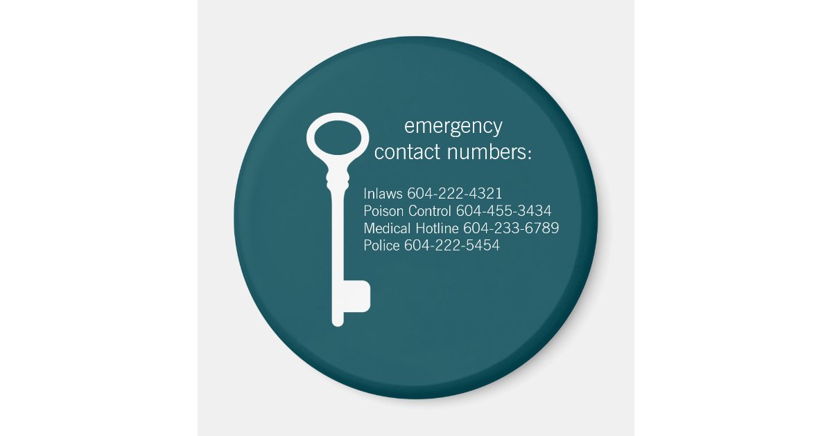 Customizable Emergency Contact Numbers Magnet | Zazzle
