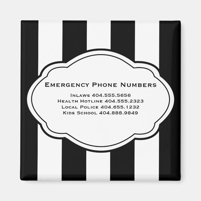 Customizable Emergency Contact Numbers Magnet | Zazzle.com
