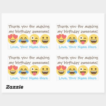 Customizable Emoji Thank You Stickers -Emoji faces | Zazzle