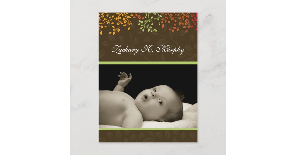 Customizable Fall Birth Announcement Template | Zazzle