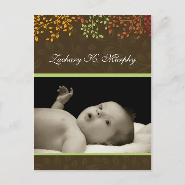 Customizable Fall Birth Announcement Template | Zazzle