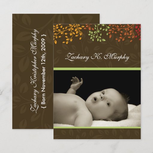 Customizable Fall Birth Announcement Template | Zazzle