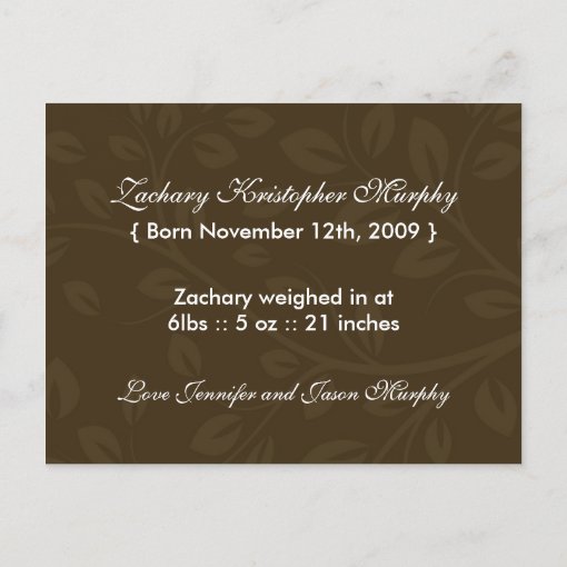 Customizable Fall Birth Announcement Template | Zazzle