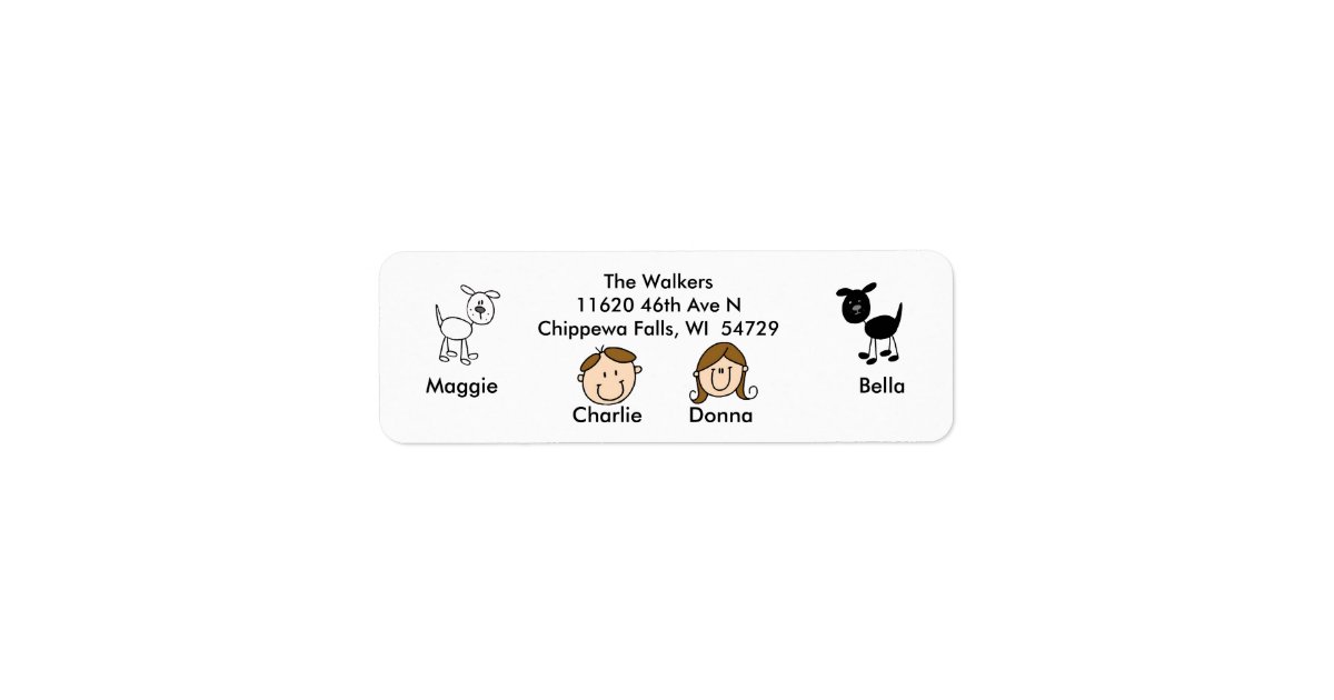 Customizable Family 2 Dogs Address Labels | Zazzle
