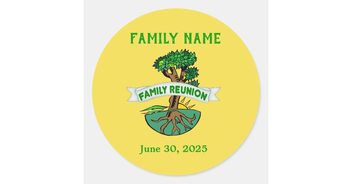 Customizable Family Tree Reunion Classic Round Sticker | Zazzle