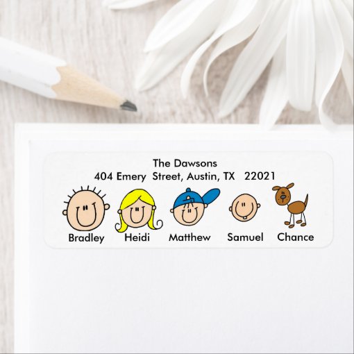 Customizable Family With Dog Address Labels | Zazzle