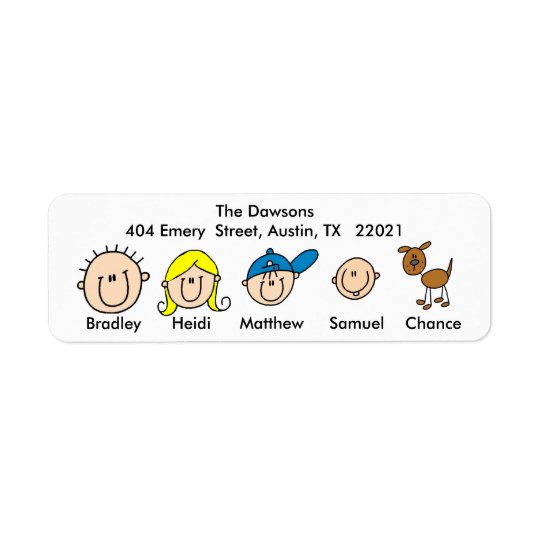 Customizable Family With Dog Address Labels | Zazzle.com