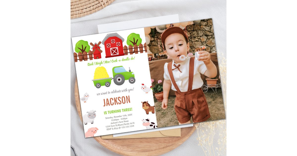 Customizable Farm Party Invitations for Kids | Zazzle