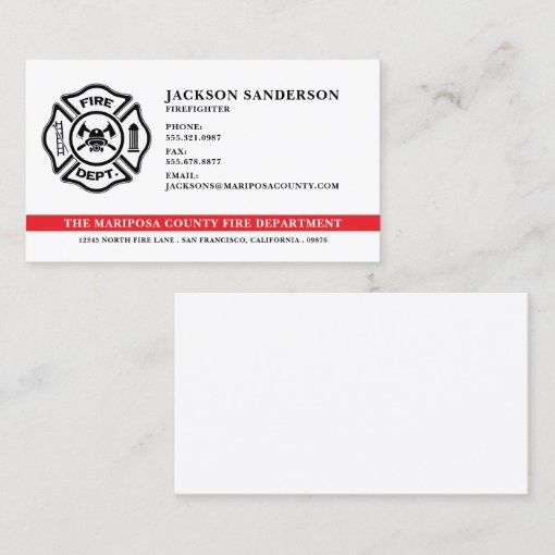 Customizable Fire Department Firefighter Logo Business Card | Zazzle
