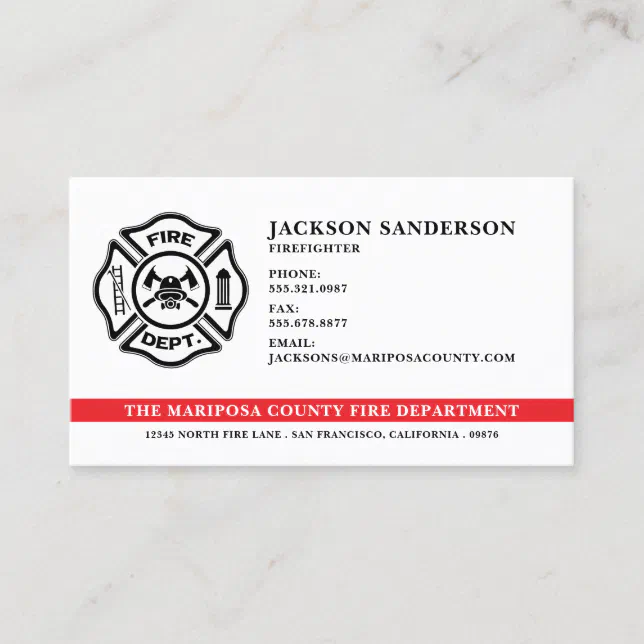 Customizable Fire Department Firefighter Logo Business Card | Zazzle