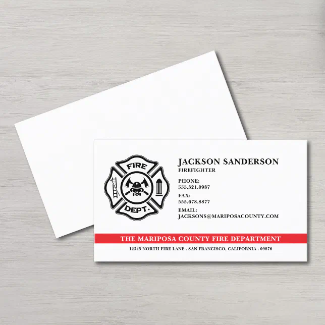 Customizable Fire Department Firefighter Logo Business Card | Zazzle