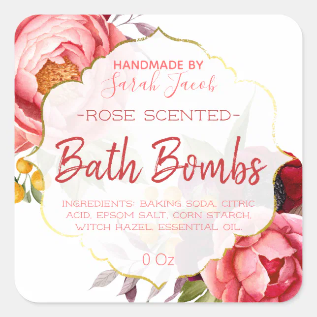 Customizable Floral Bath Bomb Label | Zazzle