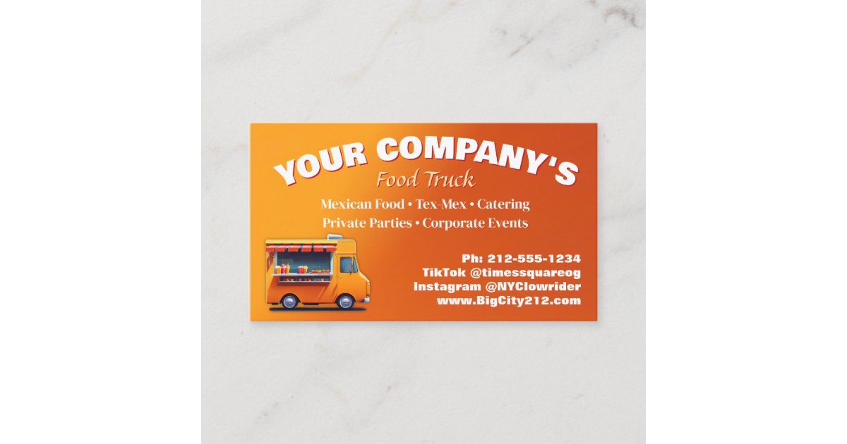 CUSTOMIZABLE Food Truck Business Card | Zazzle