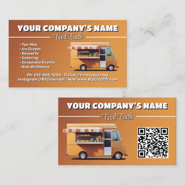 CUSTOMIZABLE Food Truck Business Card | Zazzle