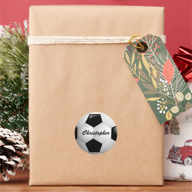 Customizable Football Soccer Ball Classic Round Sticker | Zazzle