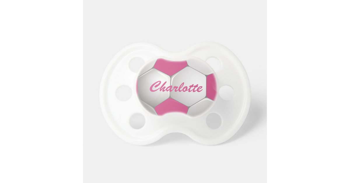 Customizable Football Soccer Ball Pink and White Pacifier | Zazzle