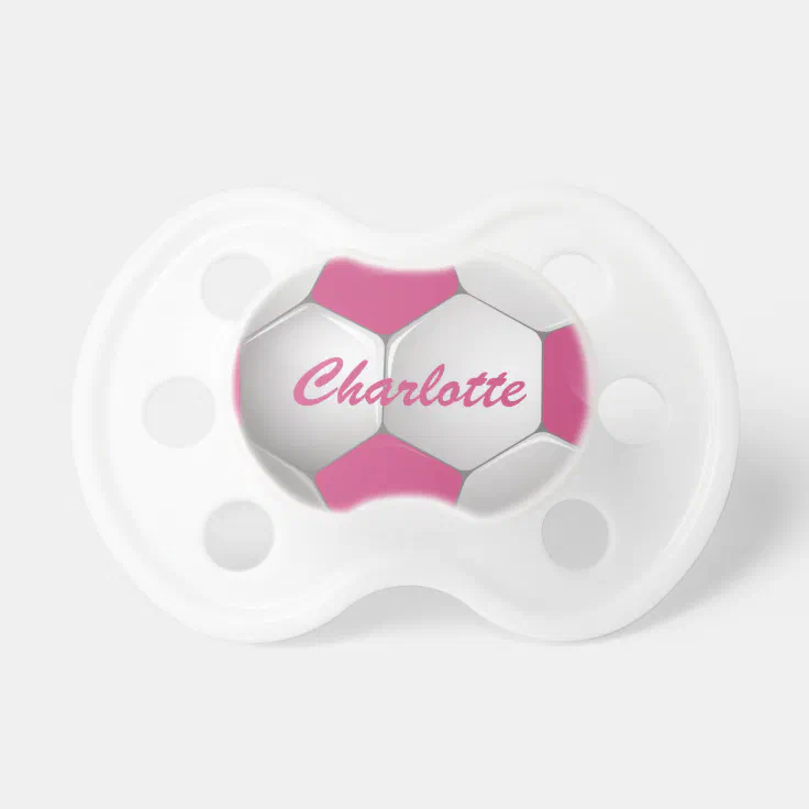 Customizable Football Soccer Ball Pink and White Pacifier | Zazzle