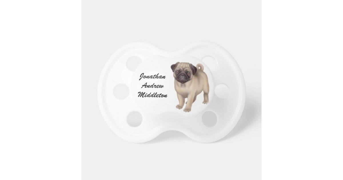 Customizable Friendly Pug Dog Pacifier | Zazzle