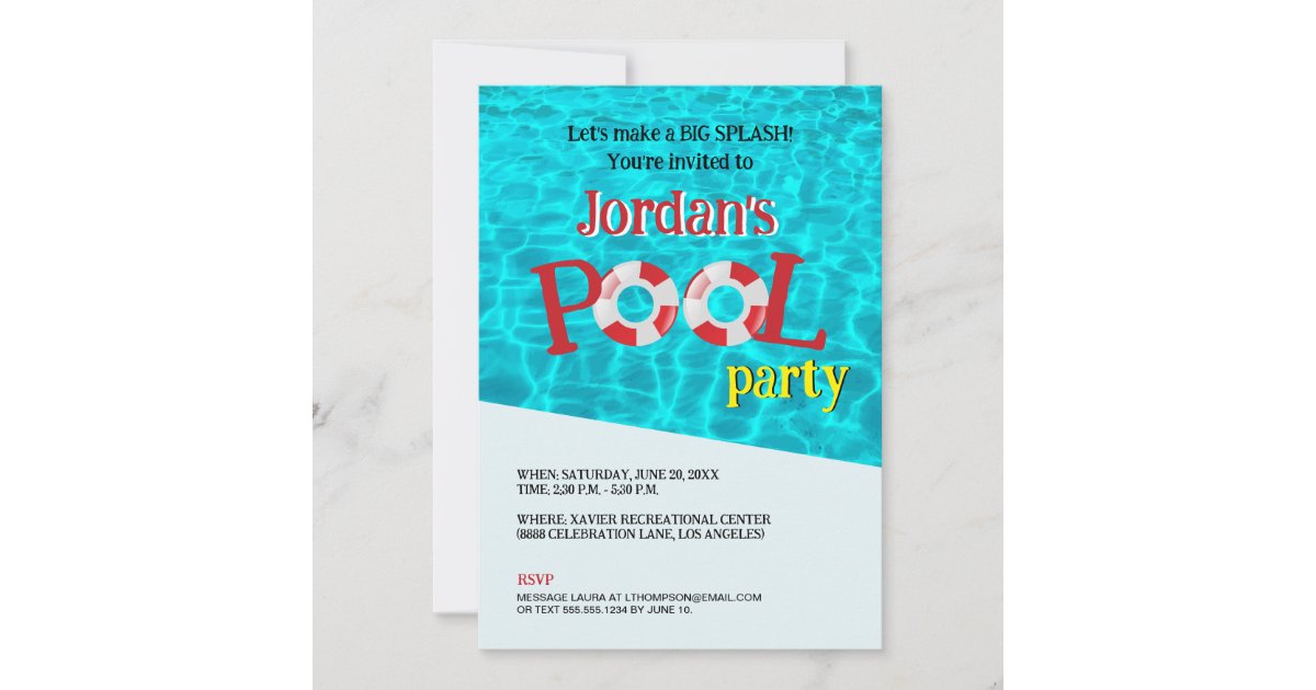 Customizable Fun Birthday Pool Party Template | Zazzle