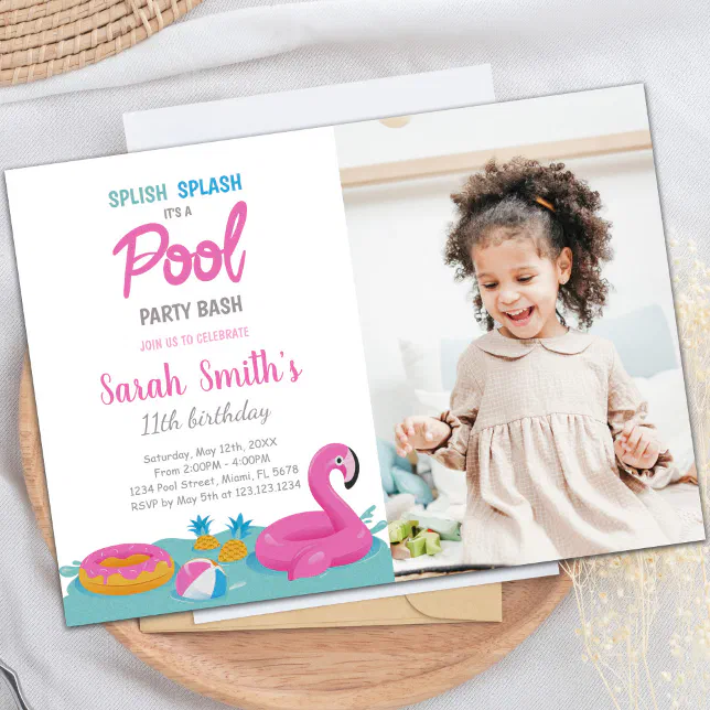 Customizable Fun Pool Party Invitations for Kids | Zazzle