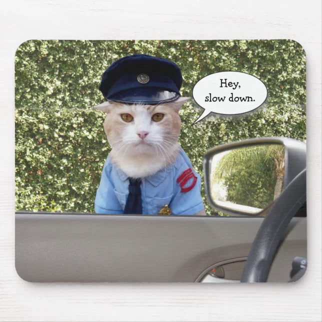 Customizable Funny Officer Cat Mouse Pad | Zazzle