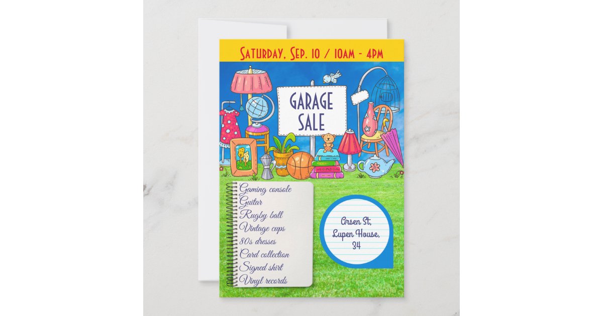 Customizable garage sale, yard sale invitation | Zazzle